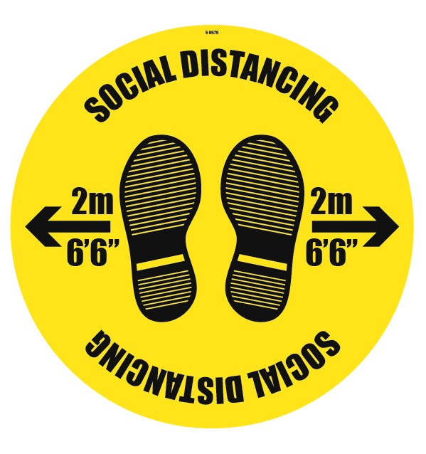 Social Distancing 2M/6ft With Footprints Floor Graphic 400mm Dia ...